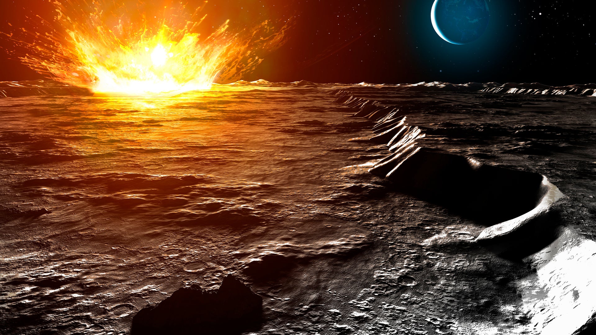 asteroid hitting moon daytime
