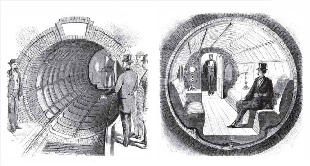 The First Subway in New York City Was a Cylindrical Car Pushed by Air ...