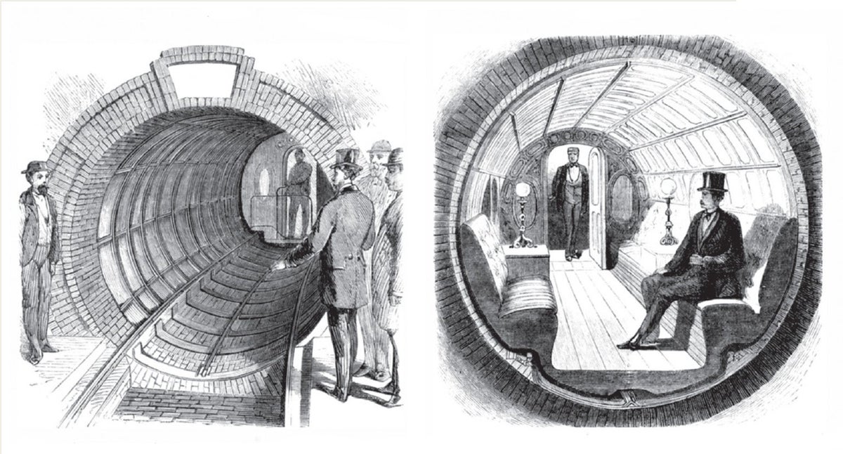 The First Subway in New York City Was a Cylindrical Car Pushed by Air ...