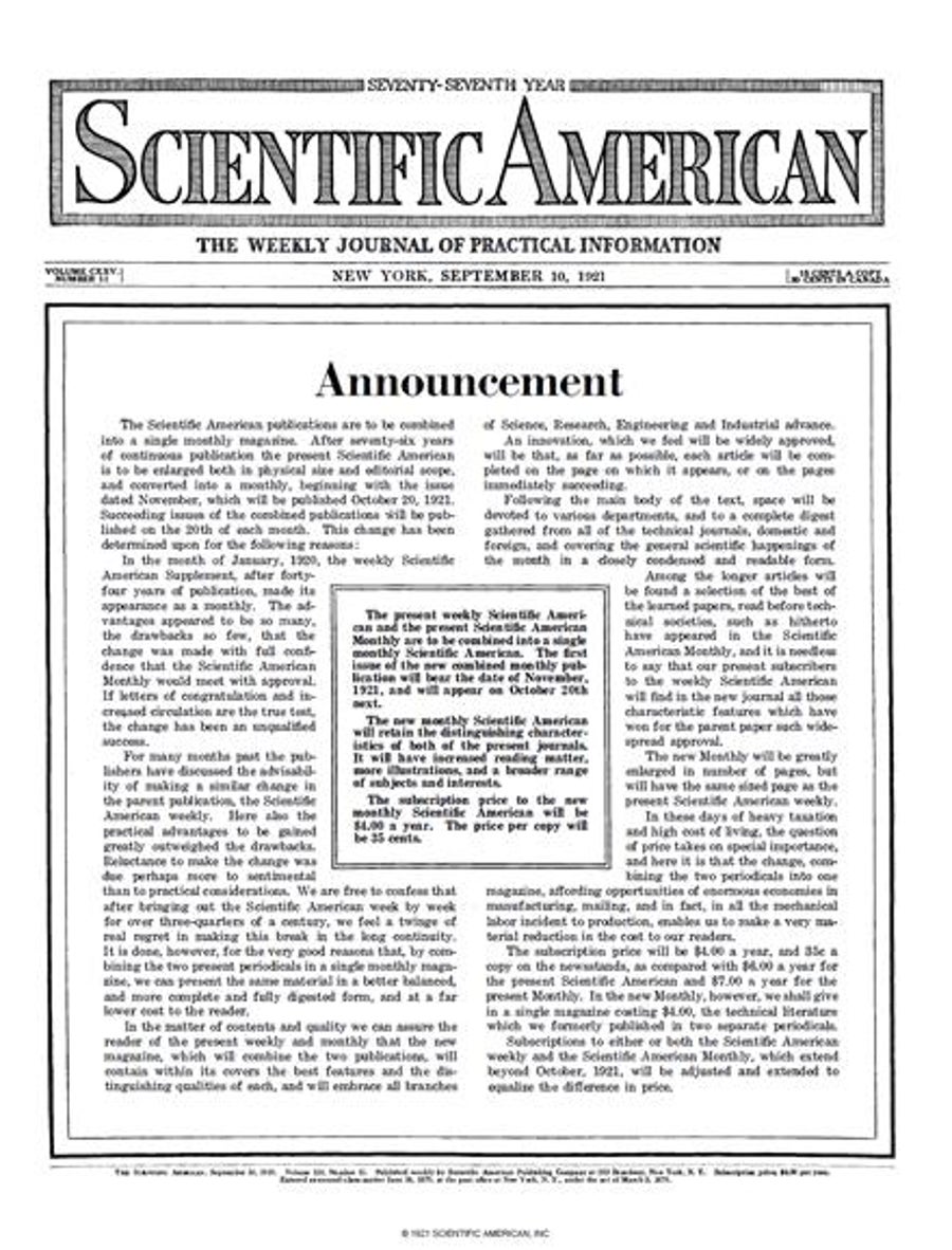 Issue Archive 1921 Scientific American