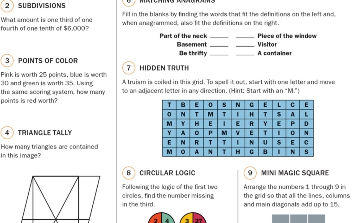 Can You Solve These Mensa Puzzles? | Scientific American